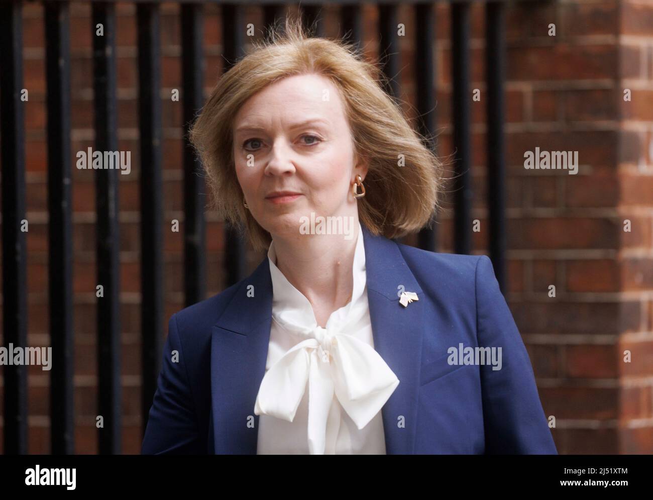 London, UK. 19th Apr, 2022. Foreign Secretary, Liz Truss, at Downing ...
