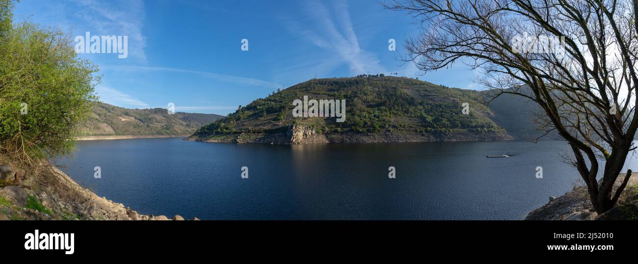 A panorama view of the Belesar Reservoir in southern Galicia Stock ...