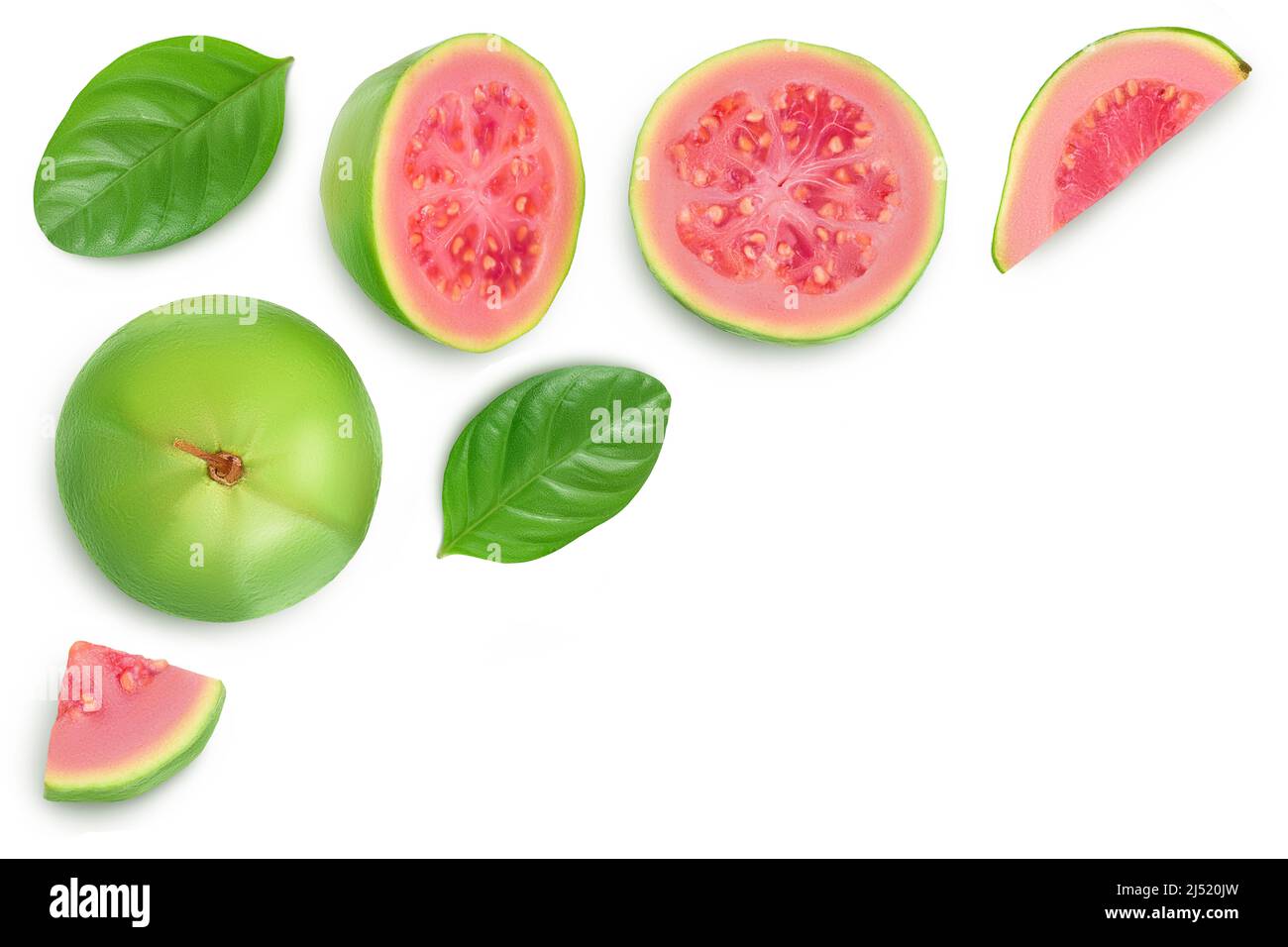 Guava fruit with slices isolated on white background with clipping path ...