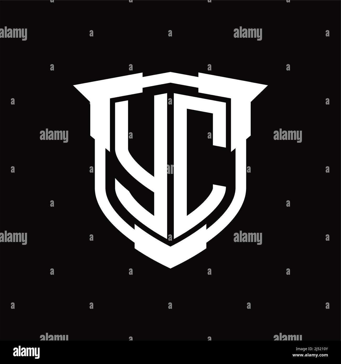 YC Logo monogram letter with shield shape design template Stock Vector ...