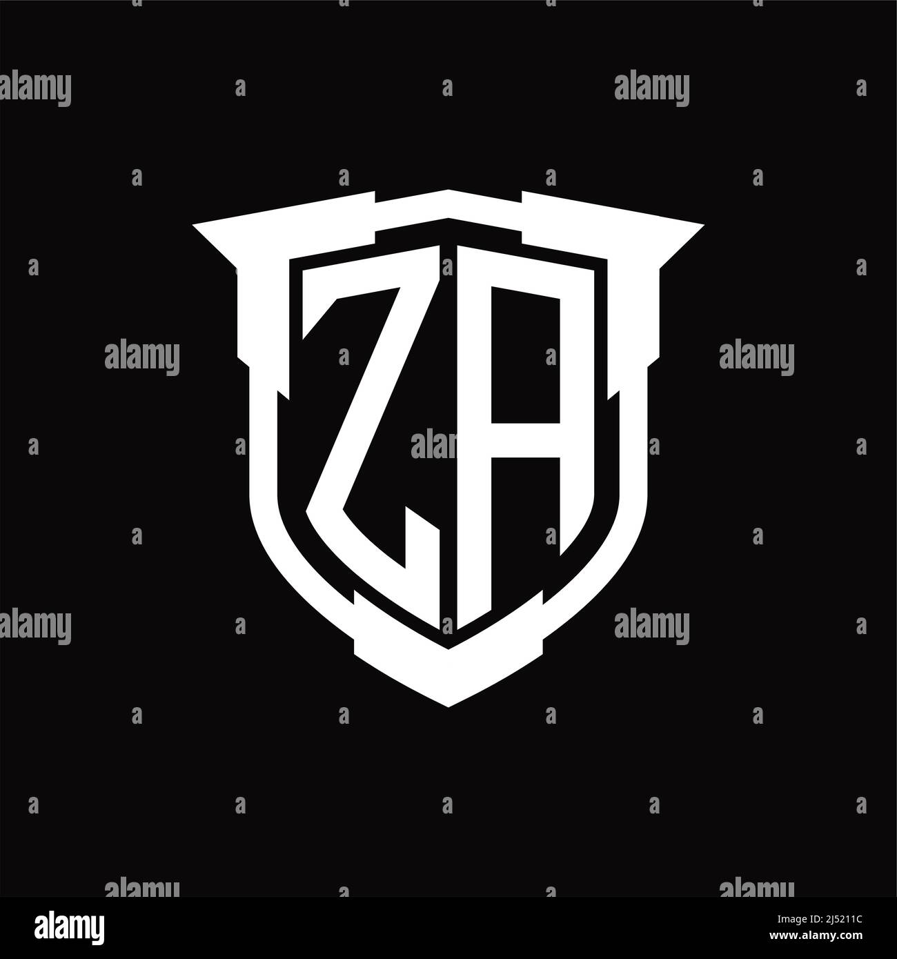 ZA Logo monogram letter with shield shape design template Stock Vector ...