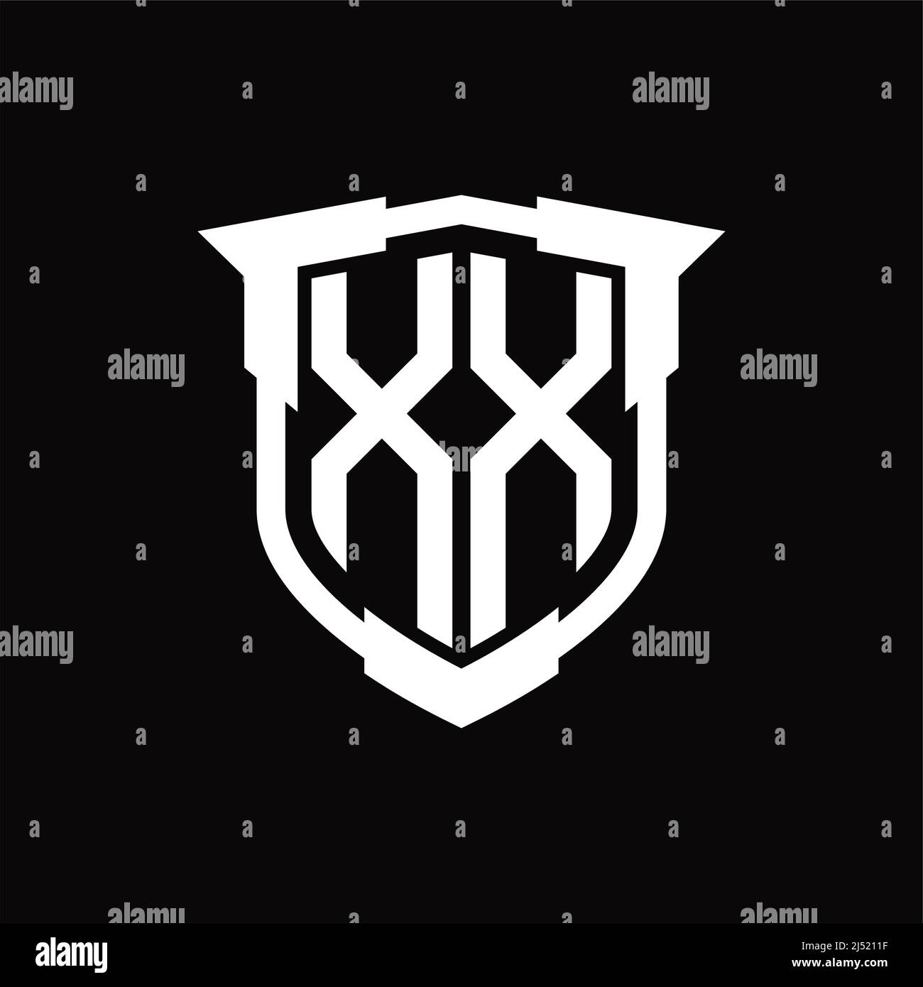 XX Logo monogram letter with shield shape design template Stock Vector ...