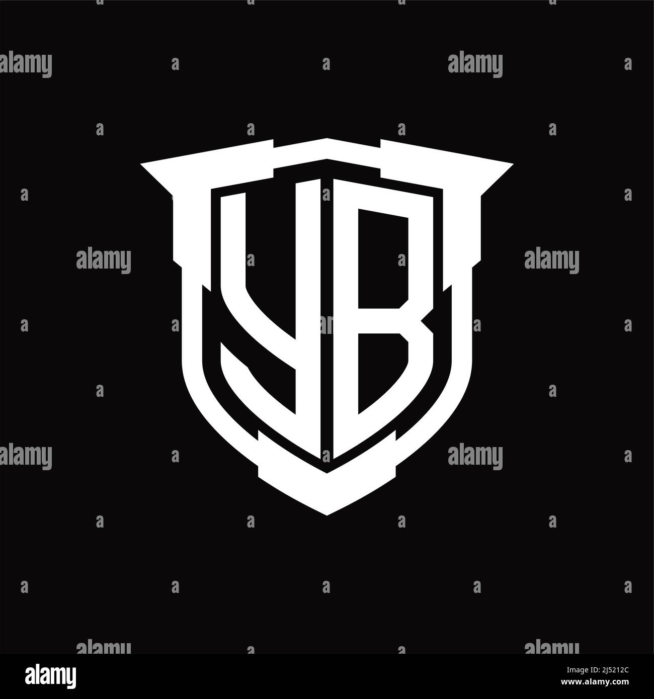YB Logo monogram letter with shield shape design template Stock Vector ...