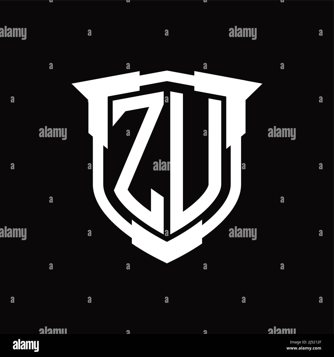 ZU Logo monogram letter with shield shape design template Stock Vector ...