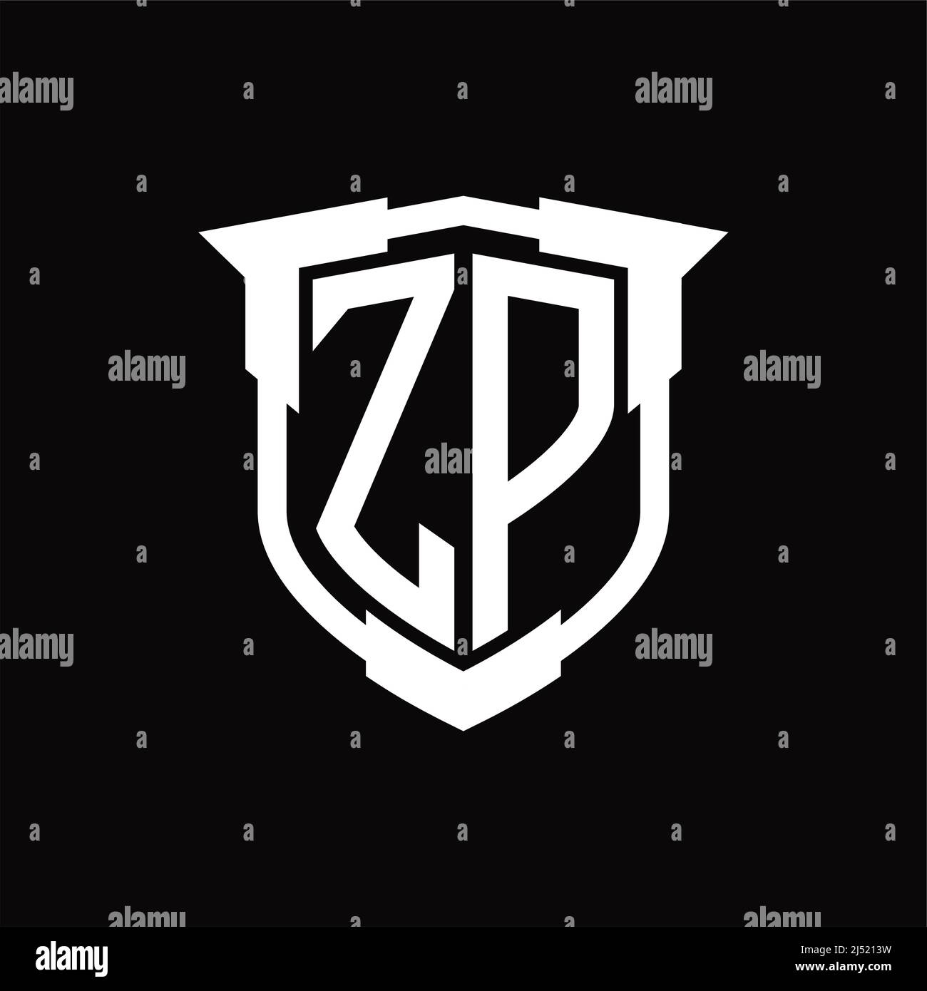 ZP Logo monogram letter with shield shape design template Stock Vector ...