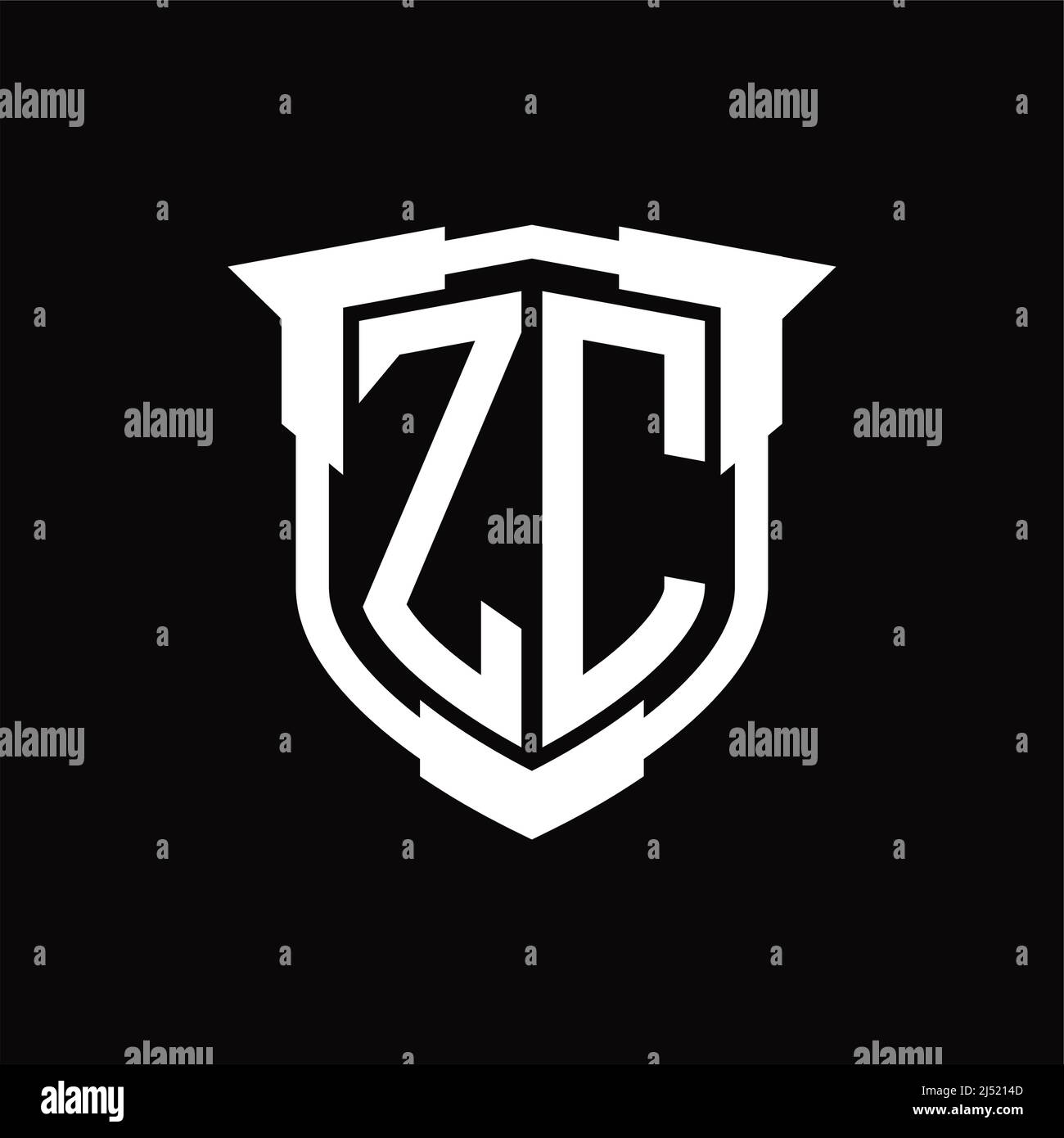 ZC Logo monogram letter with shield shape design template Stock Vector Image & Art - Alamy