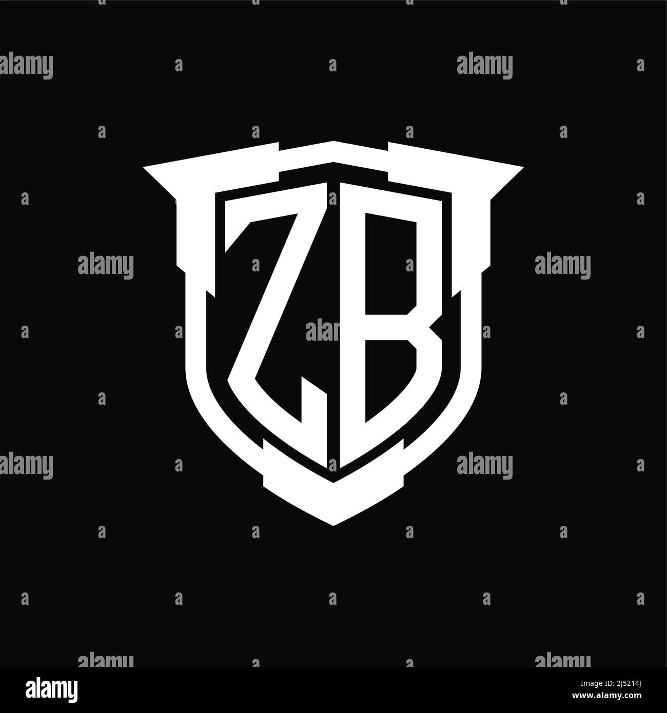 ZB Logo monogram letter with shield shape design template Stock Vector ...