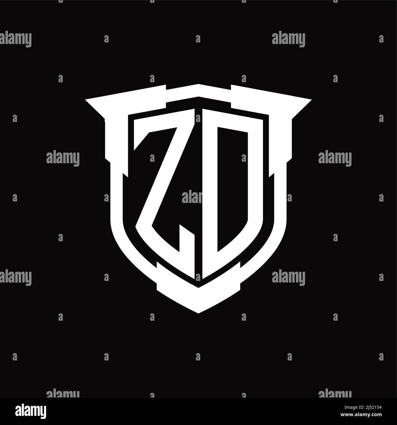 ZD Logo monogram letter with shield shape design template Stock Vector ...