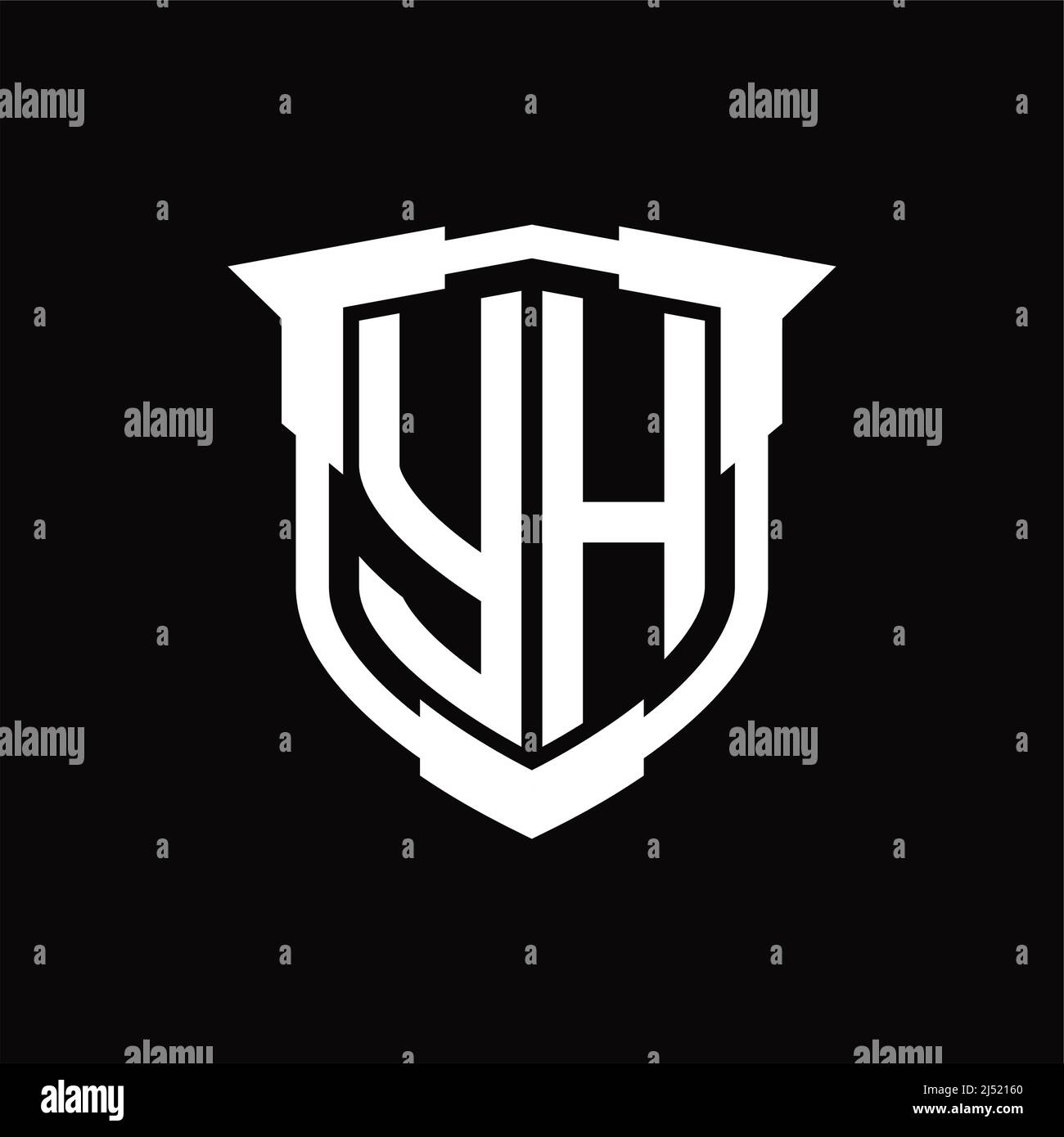 YH Logo monogram letter with shield shape design template Stock Vector ...