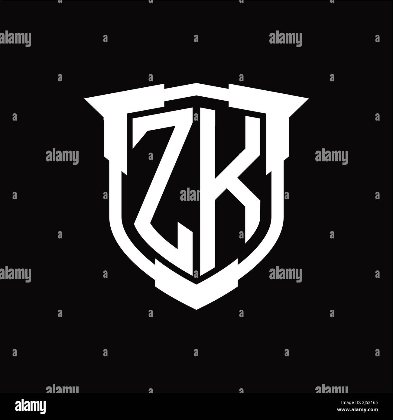 ZK Logo monogram letter with shield shape design template Stock Vector ...