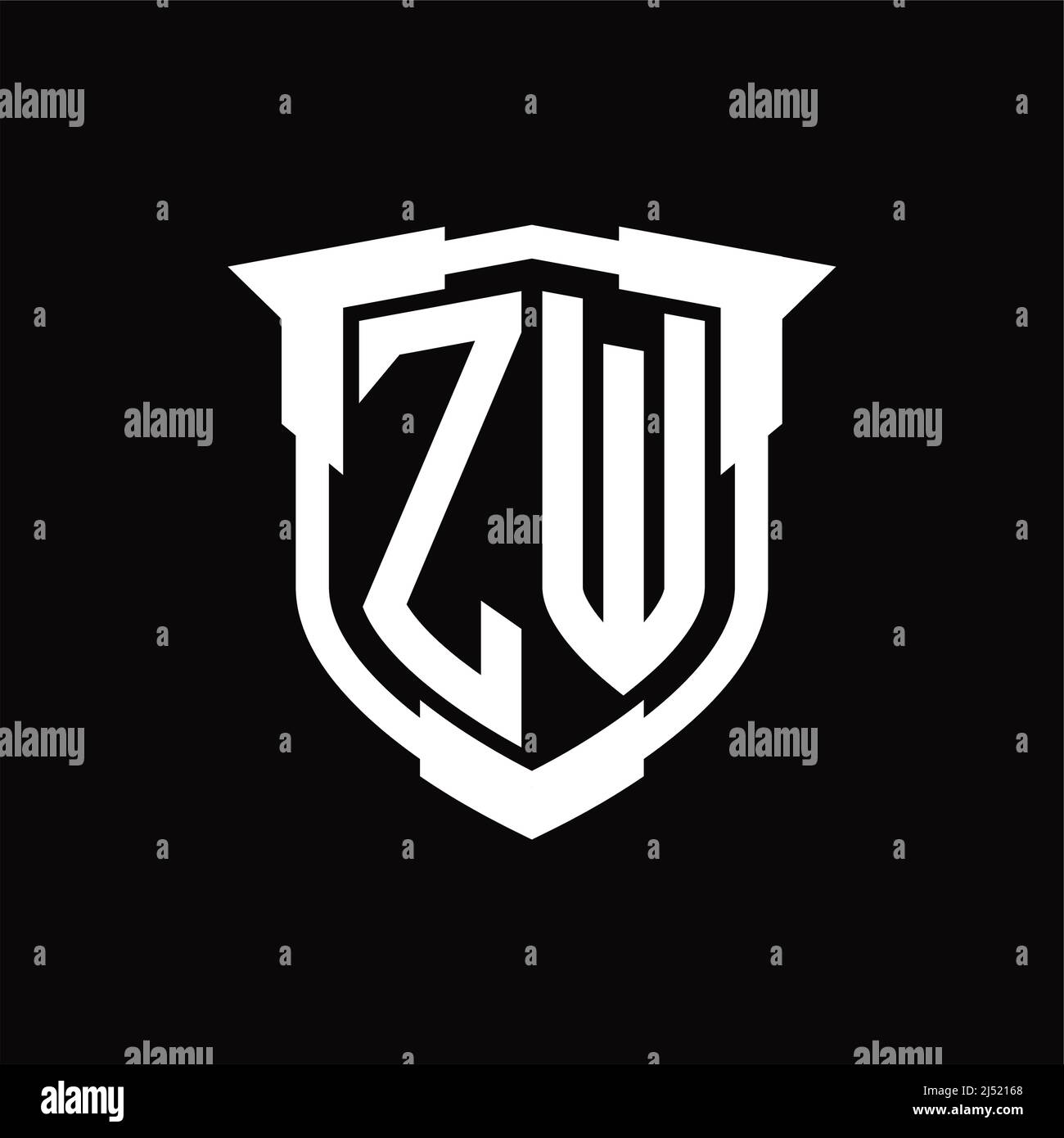 ZW Logo monogram letter with shield shape design template Stock Vector ...