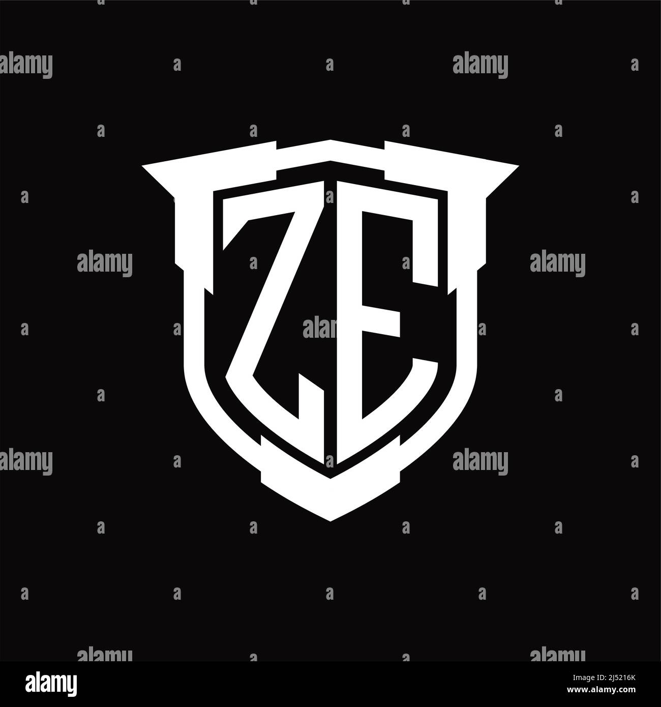 ZE Logo monogram letter with shield shape design template Stock Vector ...