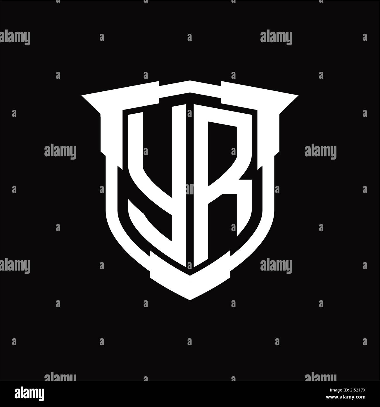 YR Logo monogram letter with shield shape design template Stock Vector ...