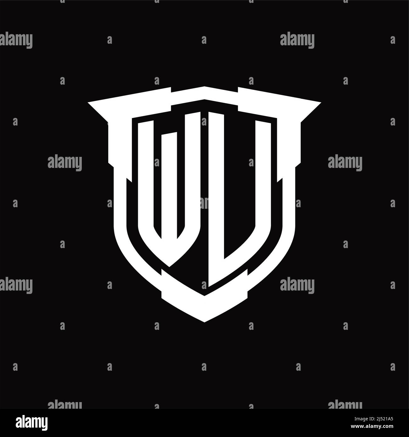 WU Logo monogram letter with shield shape design template Stock Vector ...