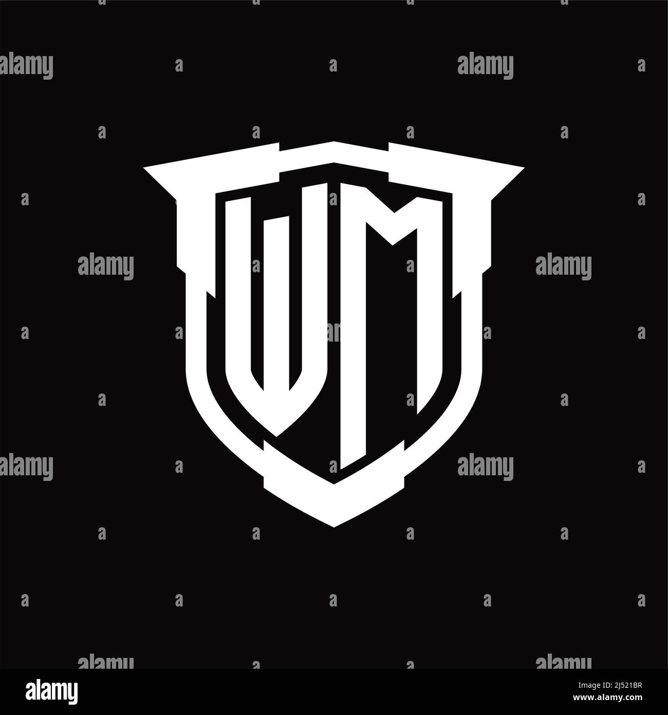 WM Logo monogram letter with shield shape design template Stock Vector ...