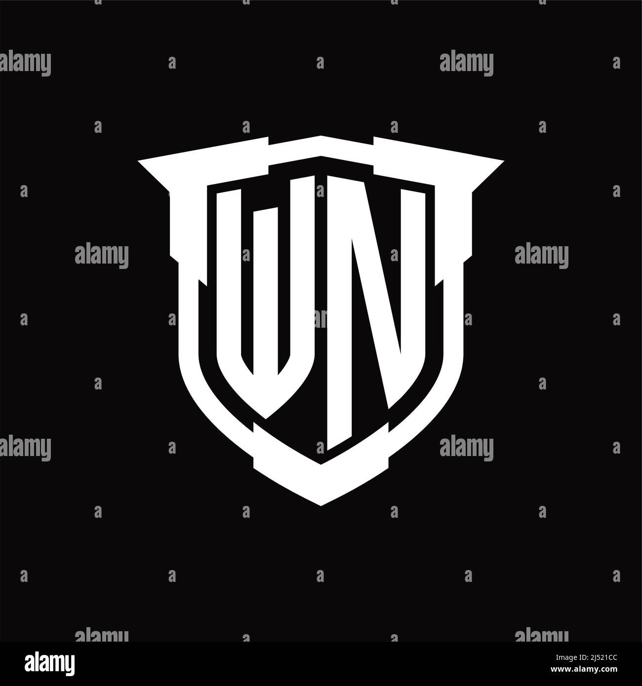 WN Logo monogram letter with shield shape design template Stock Vector ...