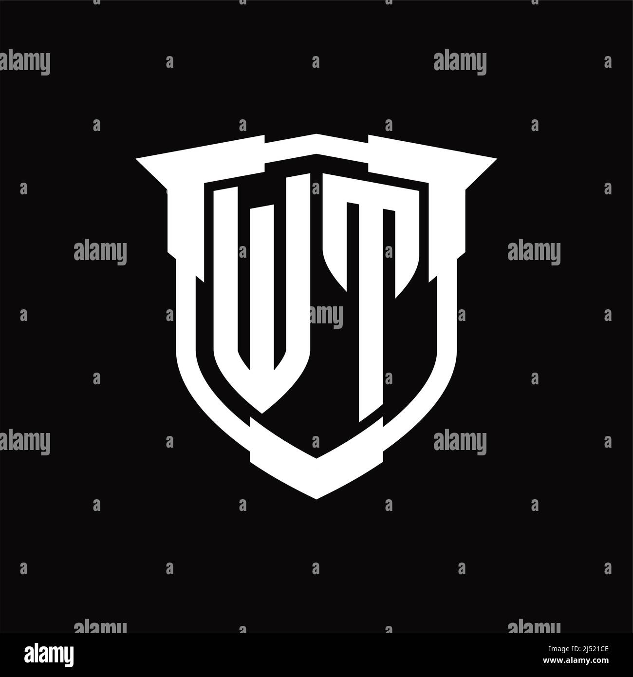 WT Logo monogram letter with shield shape design template Stock Vector ...