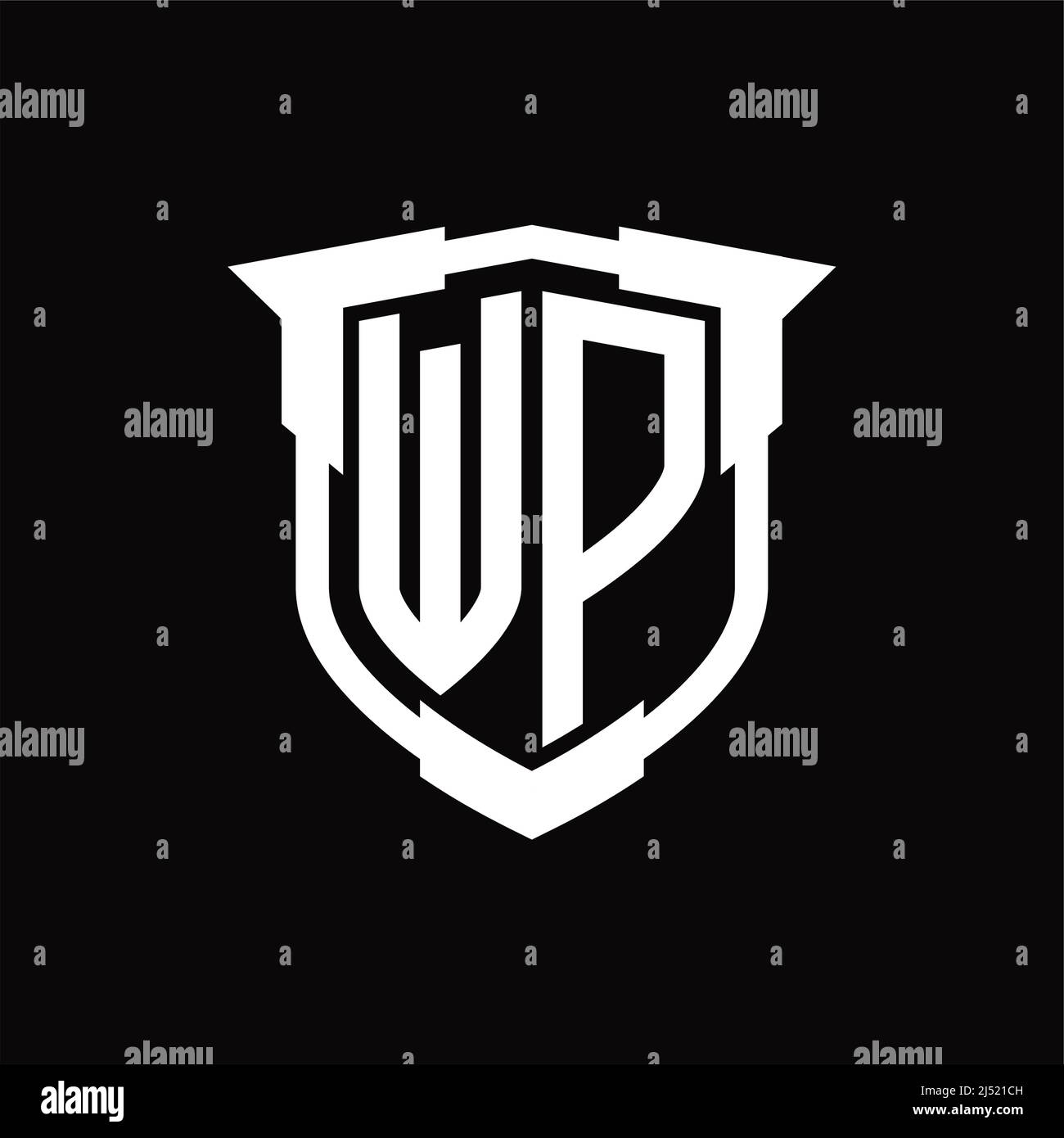 WP Logo monogram letter with shield shape design template Stock Vector ...