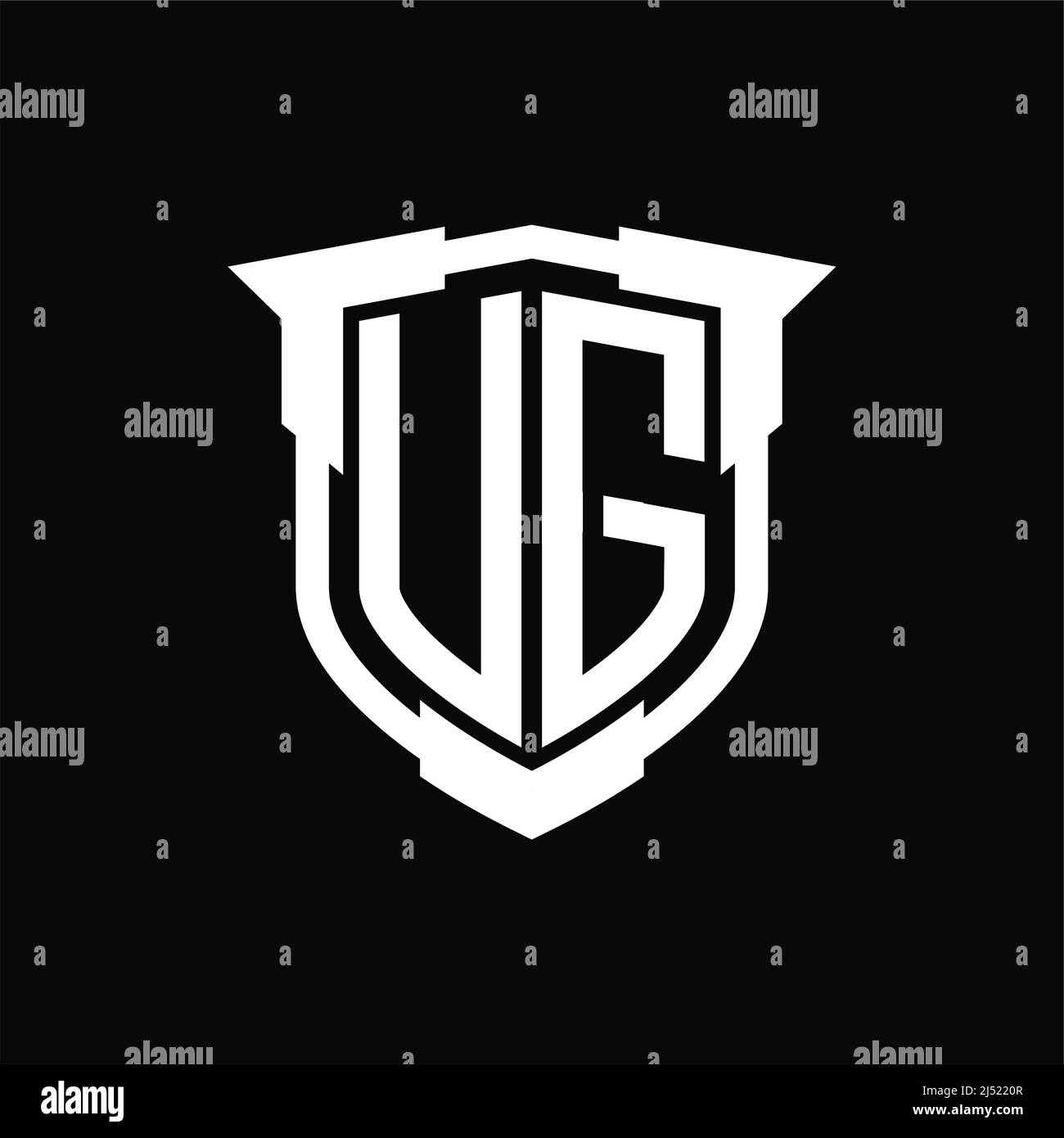 UG Logo monogram letter with shield shape design template Stock Vector ...