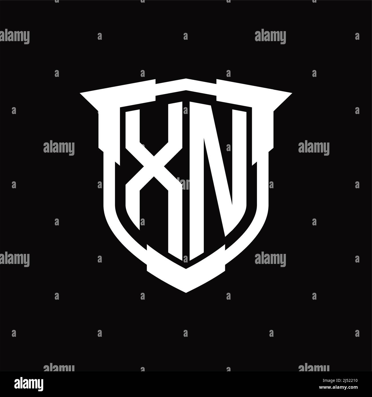 XN Logo monogram letter with shield shape design template Stock Vector ...