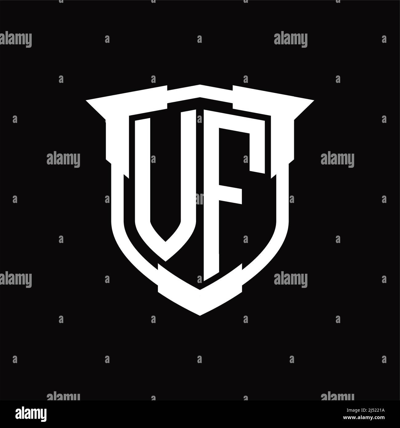 VF Logo monogram letter with shield shape design template Stock Vector ...