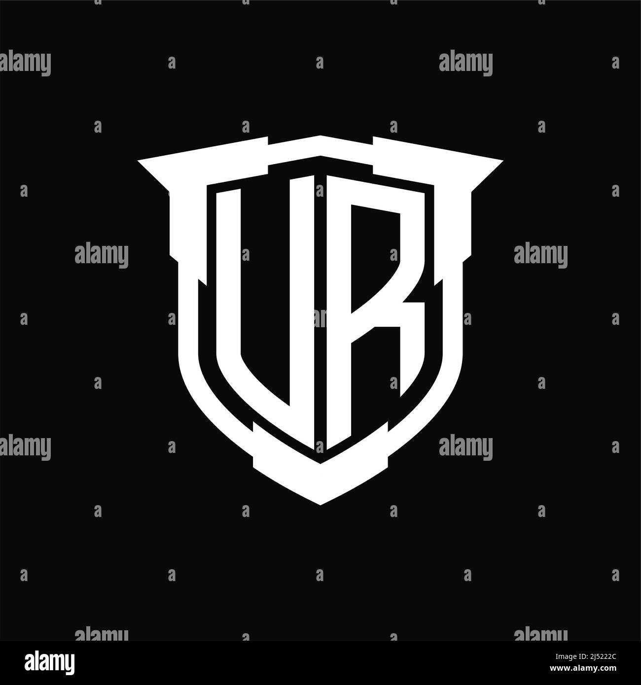 UR Logo monogram letter with shield shape design template Stock Vector ...