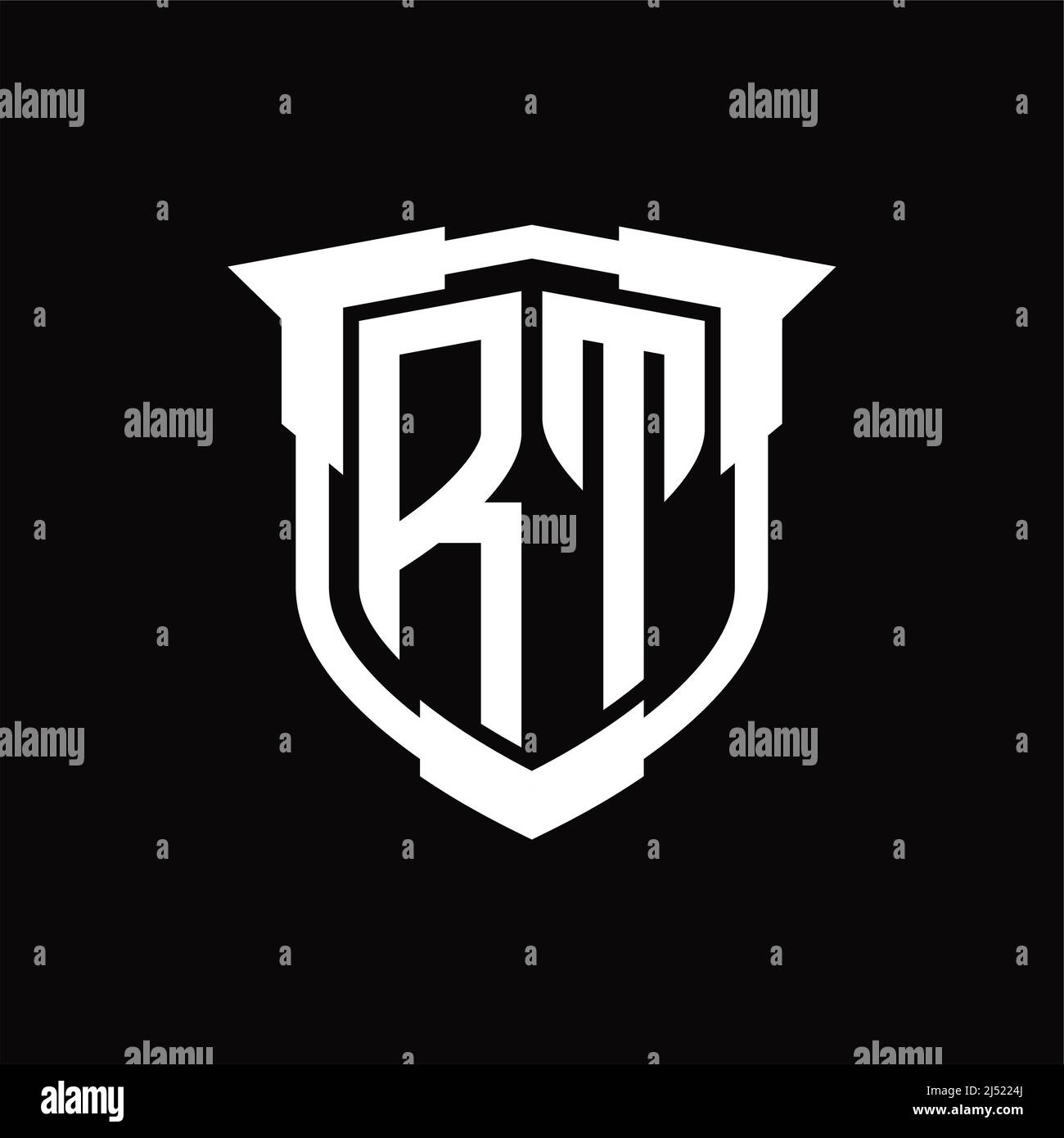 RT Logo monogram letter with shield shape design template Stock Vector ...