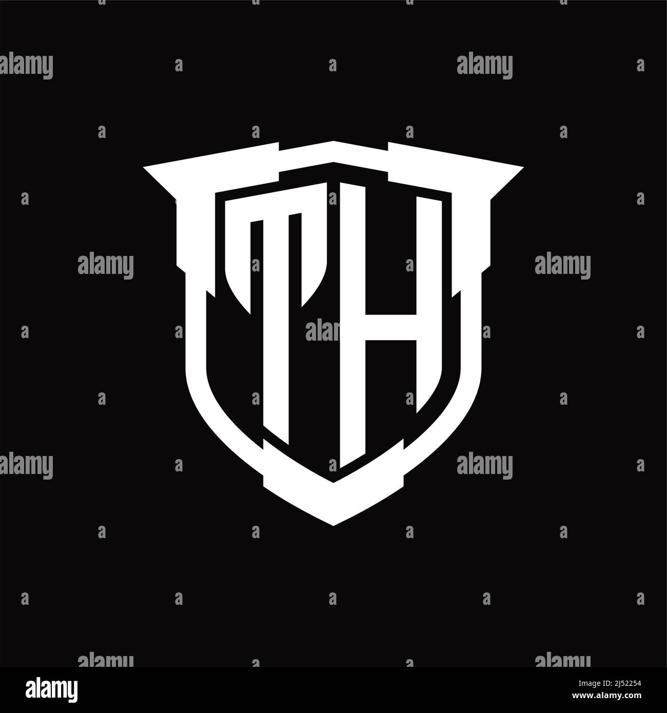 TH Logo monogram letter with shield shape design template Stock Vector ...
