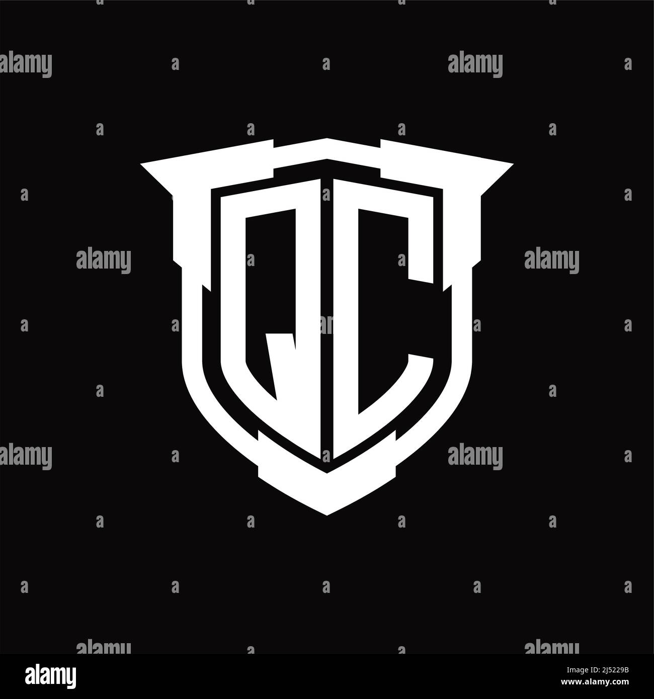 QC Logo monogram letter with shield shape design template Stock Vector ...