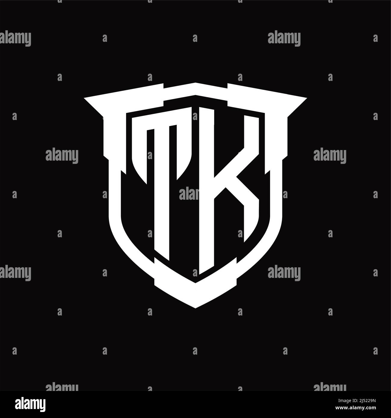 TK Logo monogram letter with shield shape design template Stock Vector ...