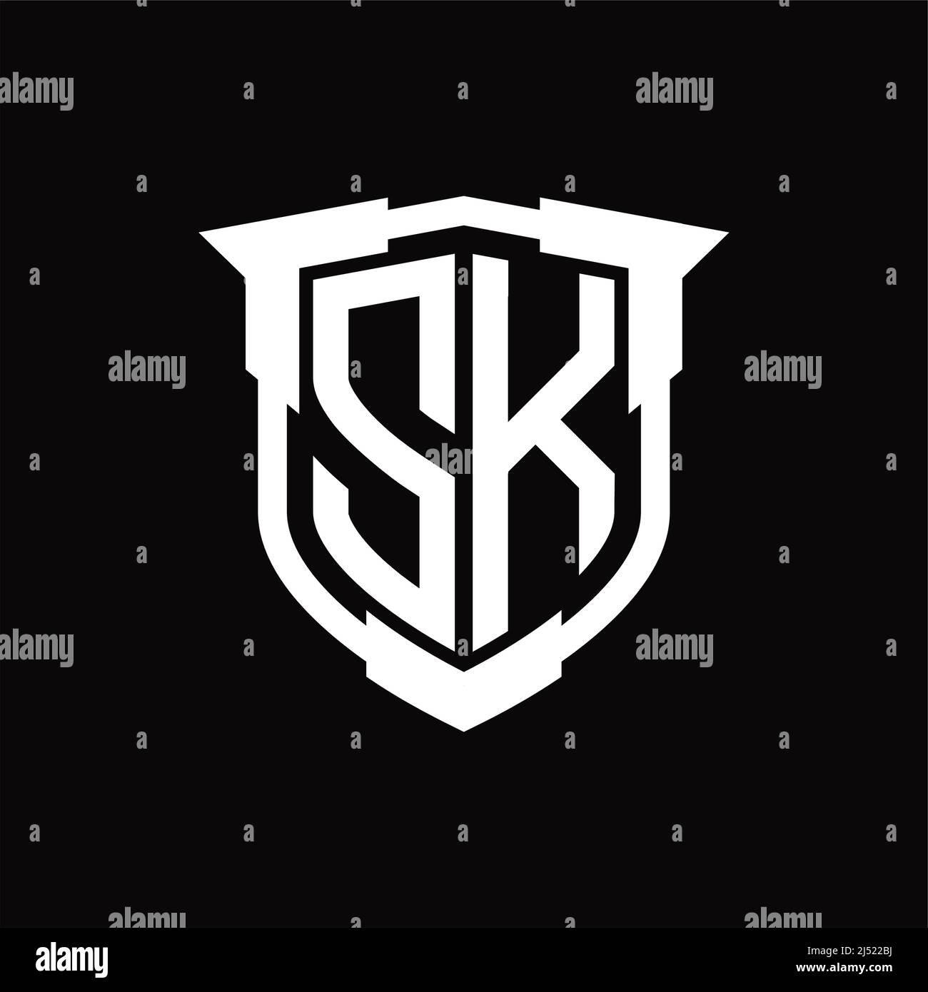 SK Logo monogram letter with shield shape design template Stock Vector ...