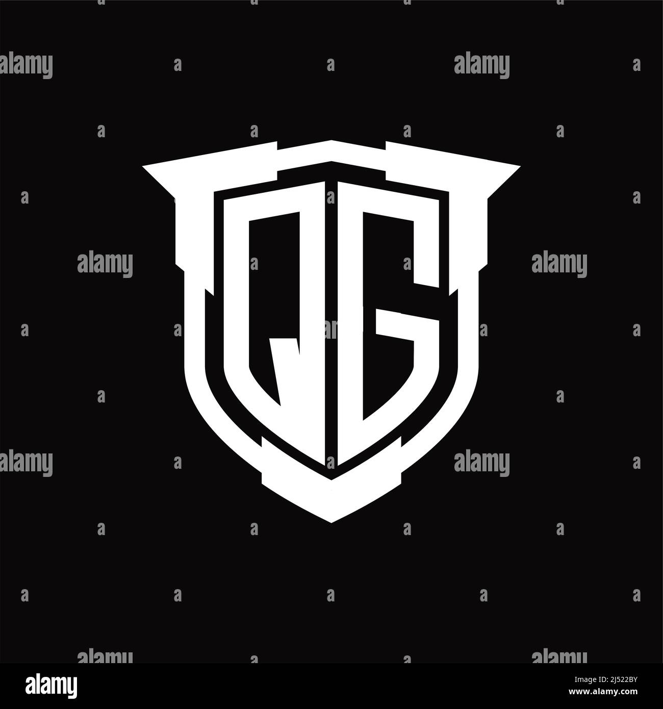 QG Logo monogram letter with shield shape design template Stock Vector ...