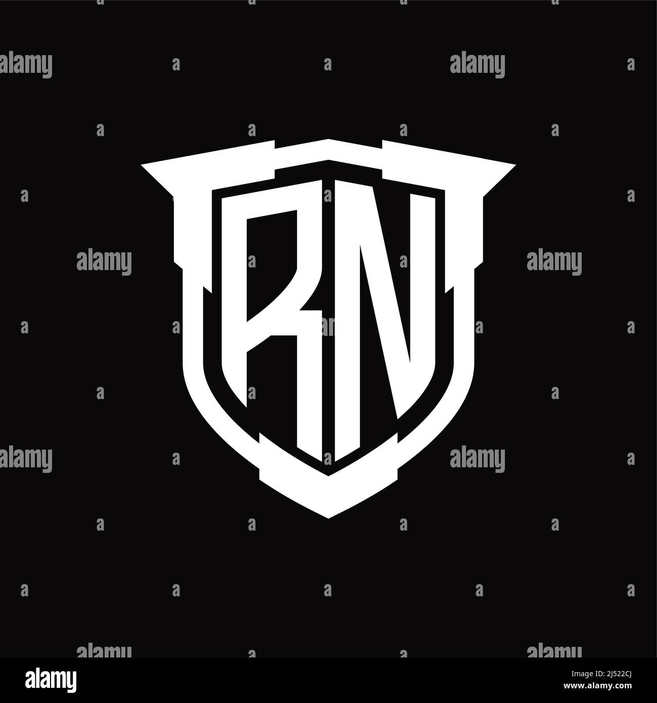 RN Logo monogram letter with shield shape design template Stock Vector ...