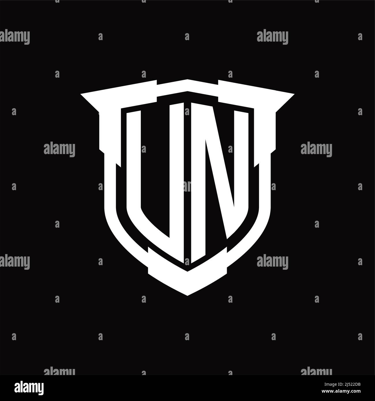 UN Logo monogram letter with shield shape design template Stock Vector ...