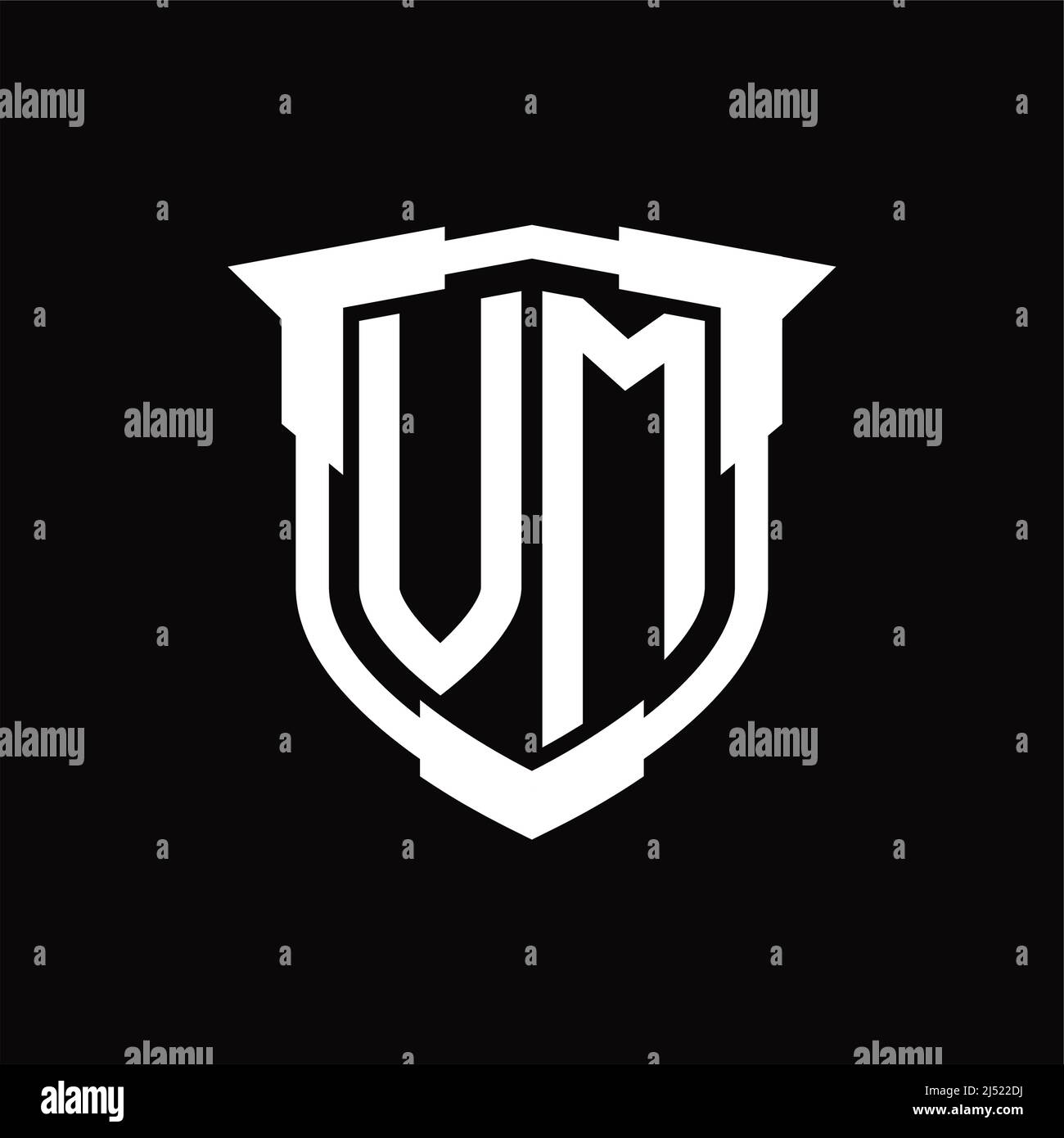 VM Logo monogram letter with shield shape design template Stock Vector ...