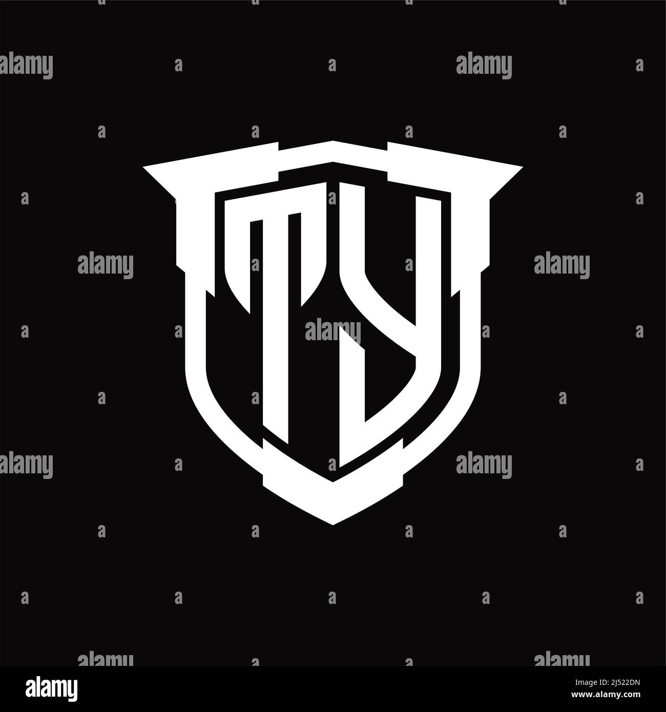 TY Logo monogram letter with shield shape design template Stock Vector ...