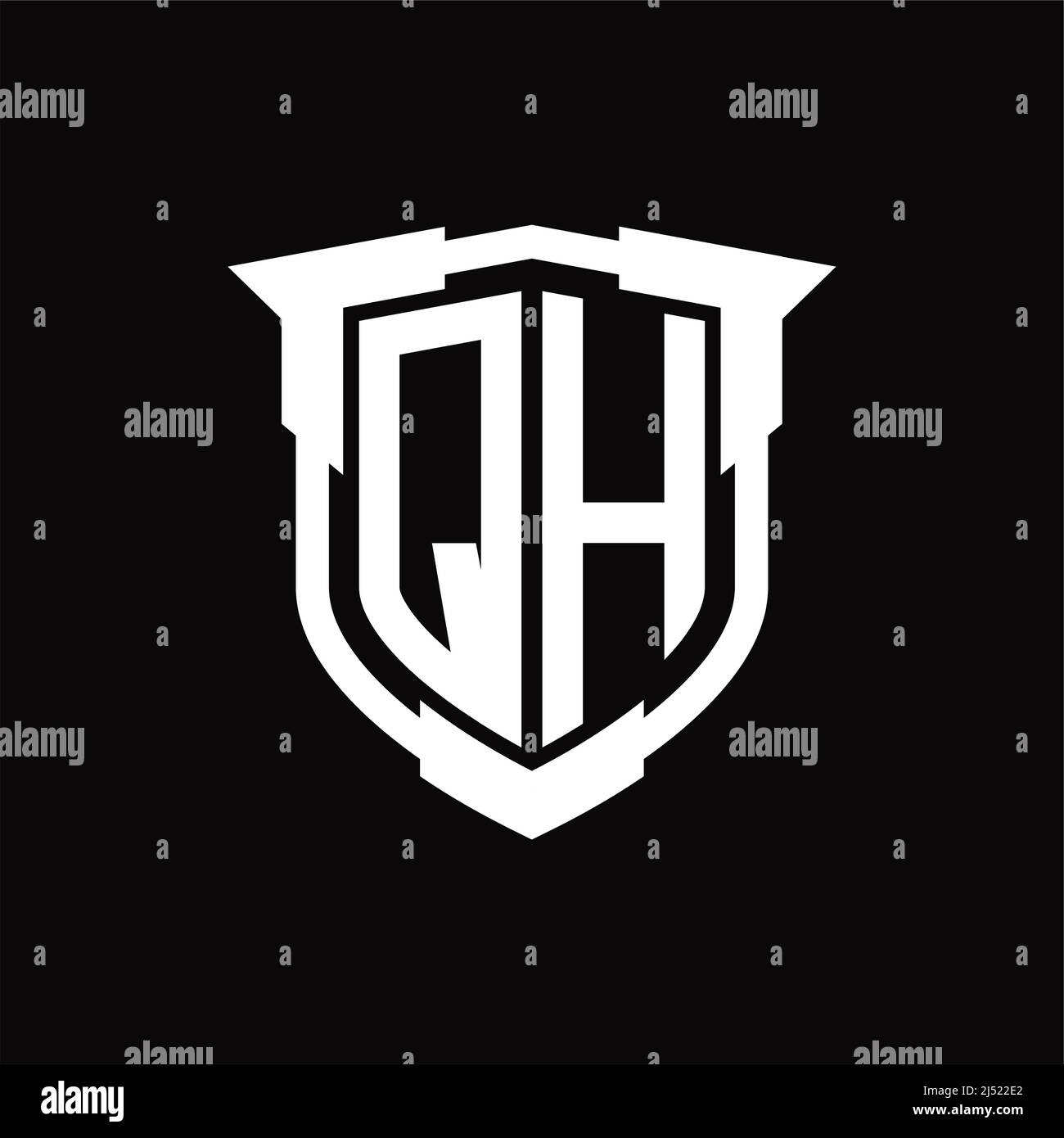 QH Logo monogram letter with shield shape design template Stock Vector ...