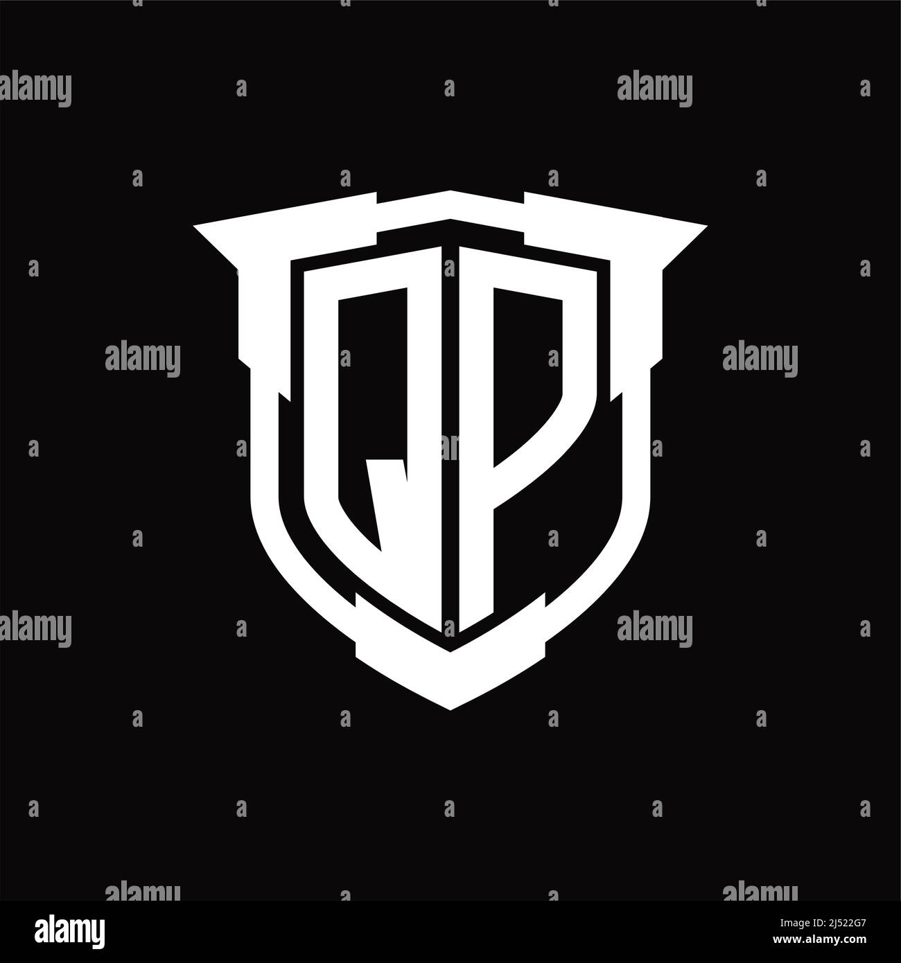 QP Logo monogram letter with shield shape design template Stock Vector ...