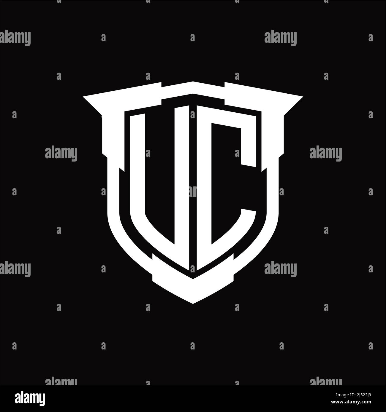 UC Logo monogram letter with shield shape design template Stock Vector ...