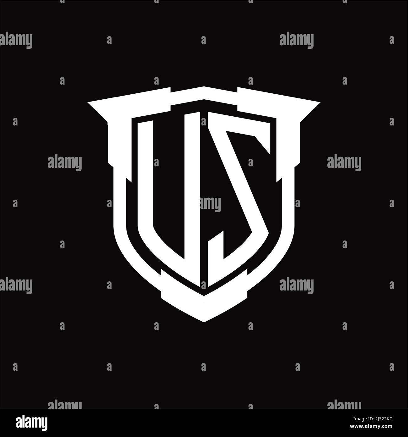 UZ Logo monogram letter with shield shape design template Stock Vector ...
