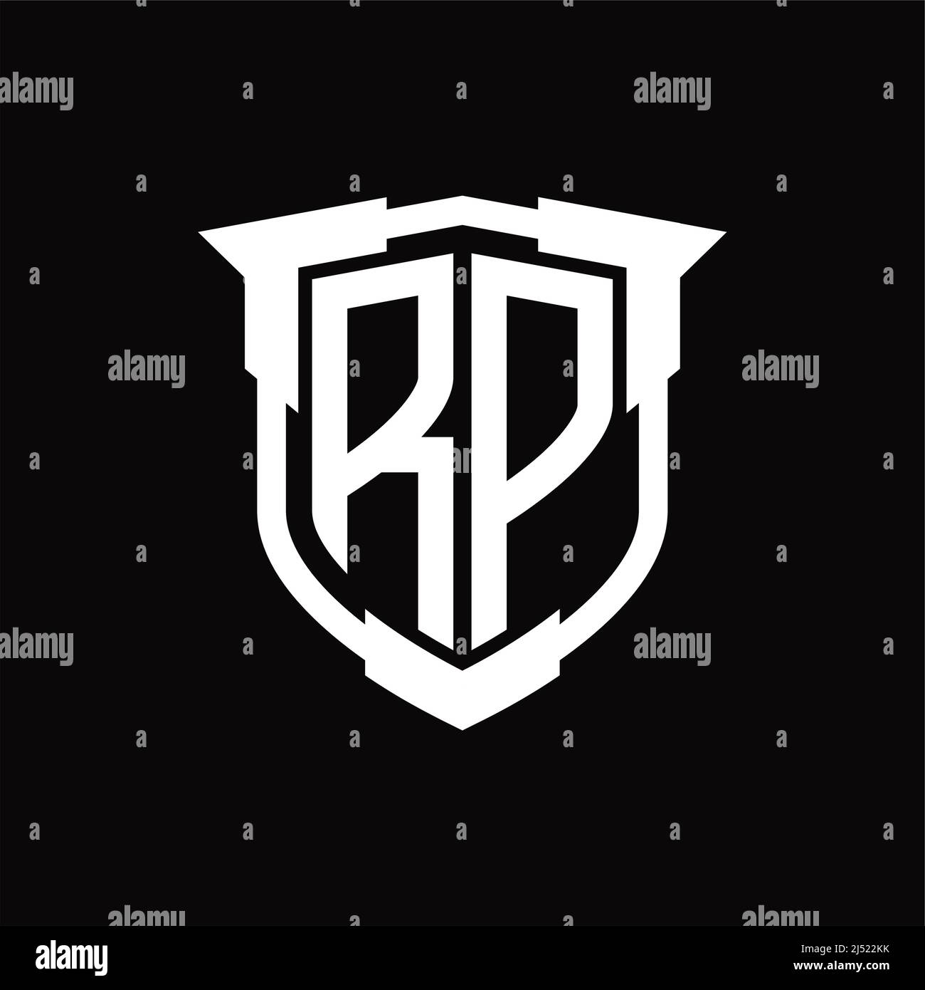 RP Logo monogram letter with shield shape design template Stock Vector ...