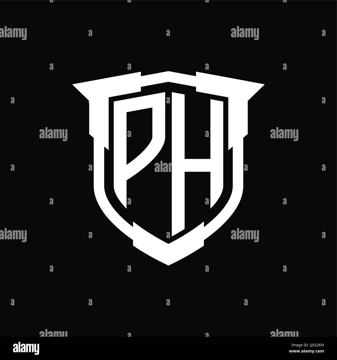 PH Logo monogram letter with shield shape design template Stock Vector ...