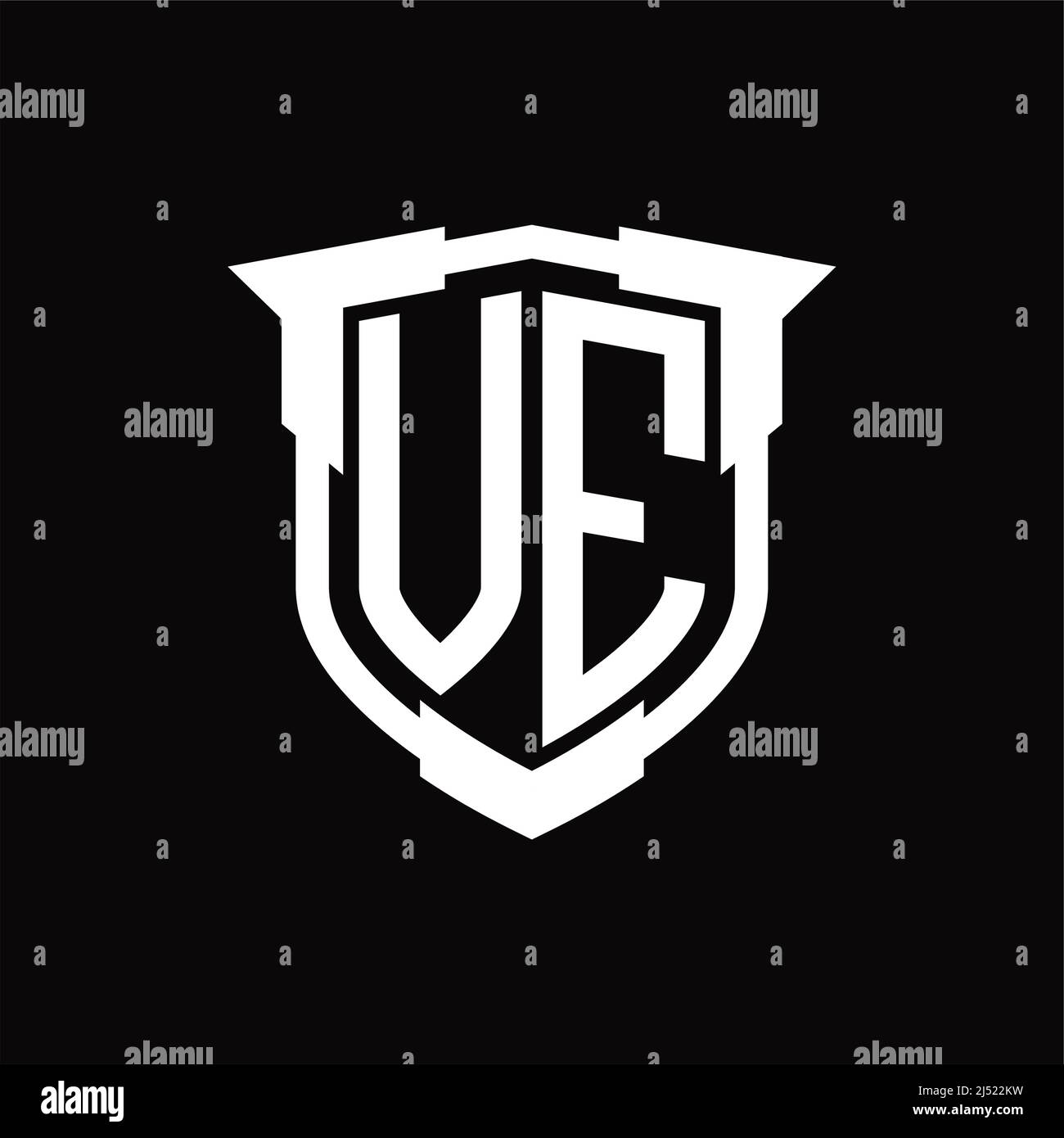 VE Logo monogram letter with shield shape design template Stock Vector ...