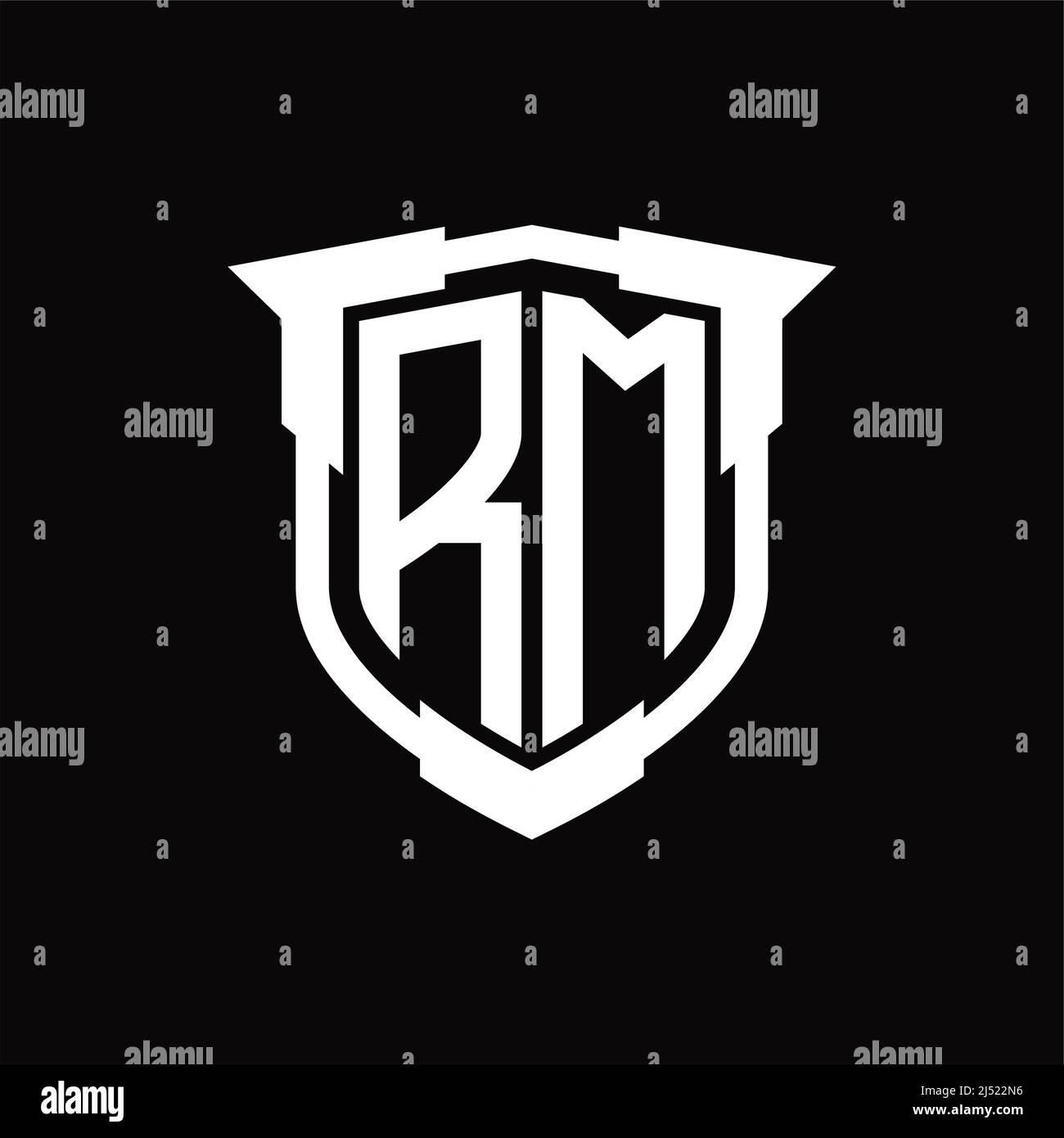 RM Logo monogram letter with shield shape design template Stock Vector ...