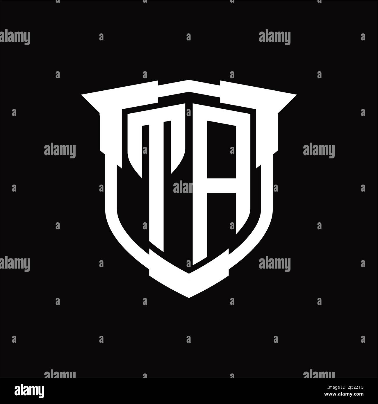 TA Logo monogram letter with shield shape design template Stock Vector ...