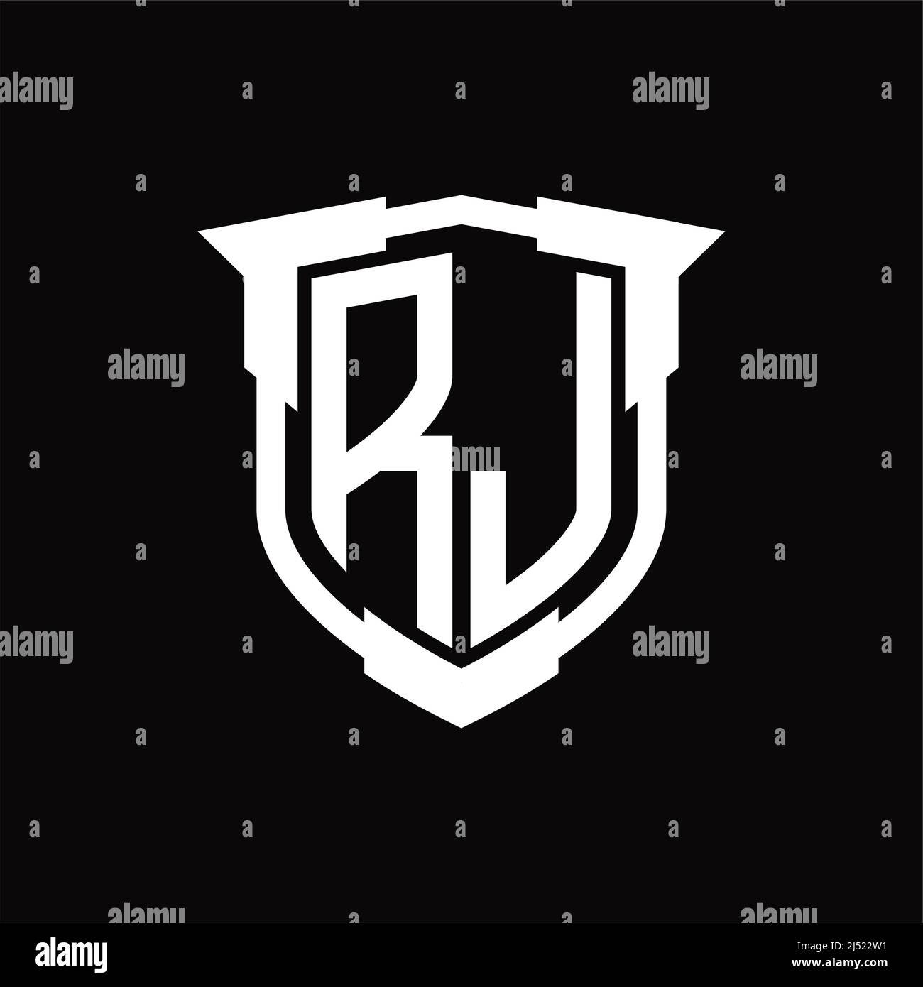 RJ Logo monogram letter with shield shape design template Stock Vector ...