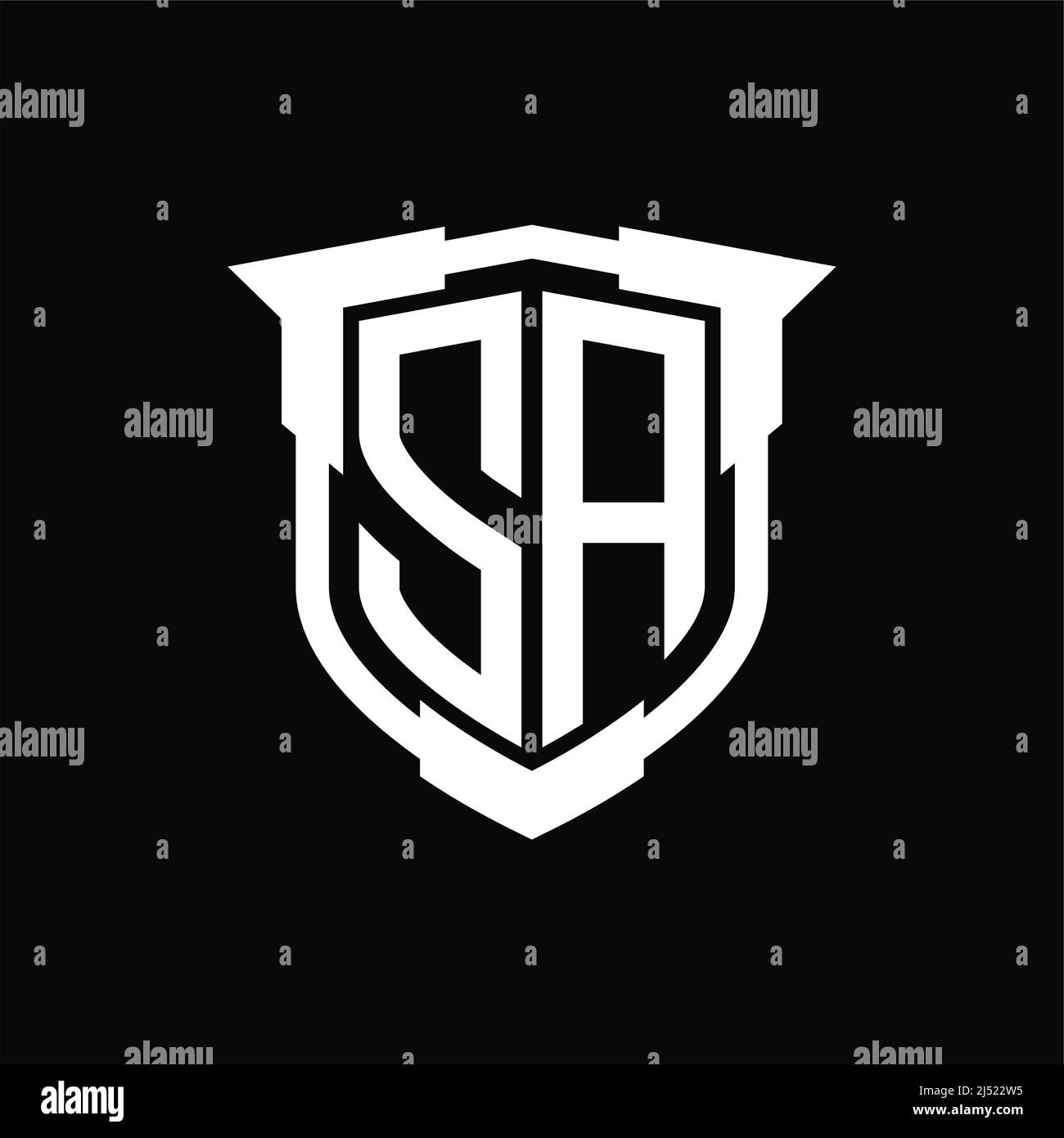 SA Logo monogram letter with shield shape design template Stock Vector ...