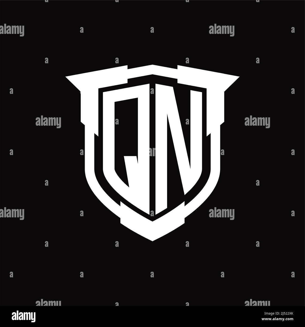 QN Logo monogram letter with shield shape design template Stock Vector ...