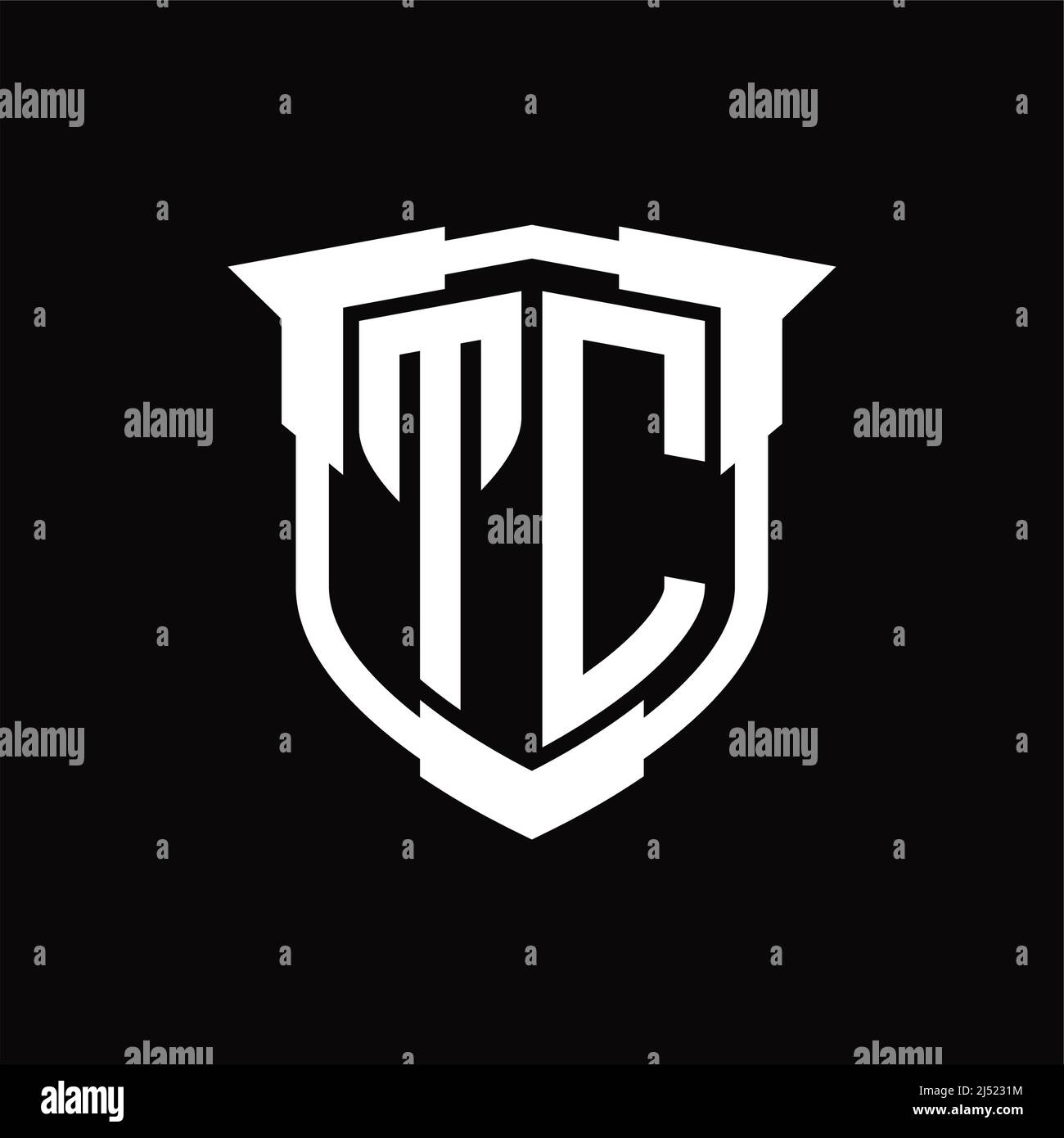 TC Logo monogram letter with shield shape design template Stock Vector ...