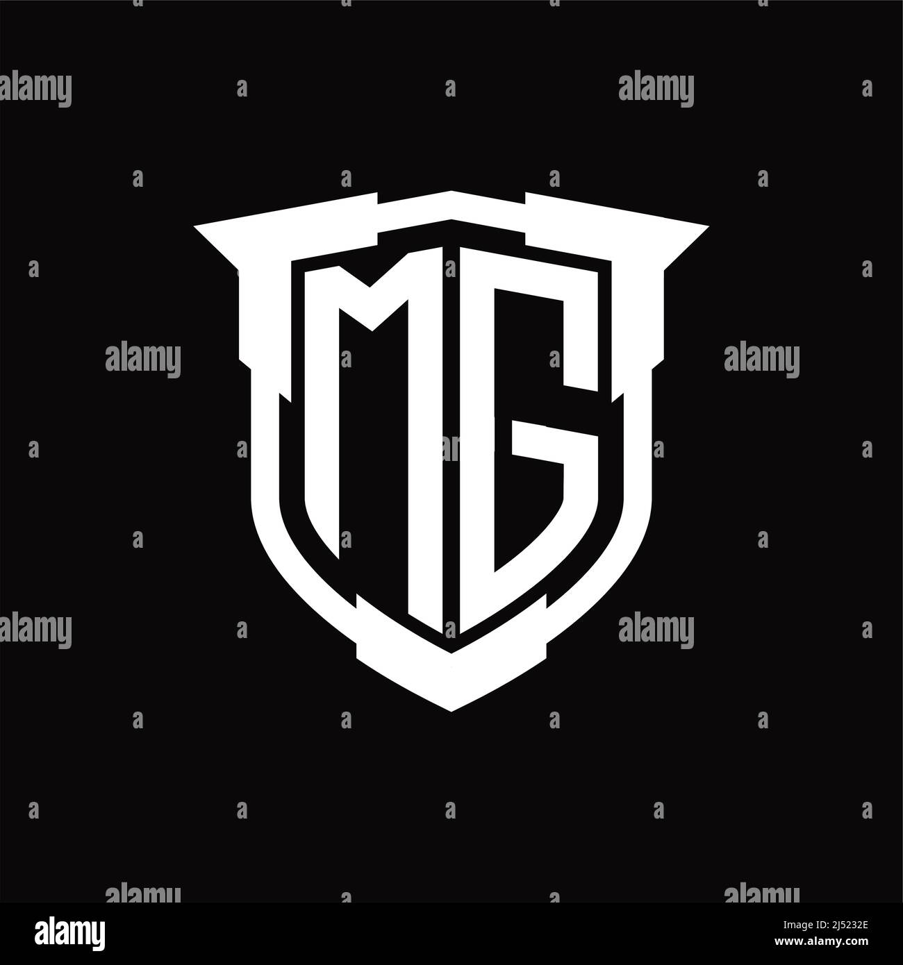 MG Logo monogram letter with shield shape design template Stock Vector ...